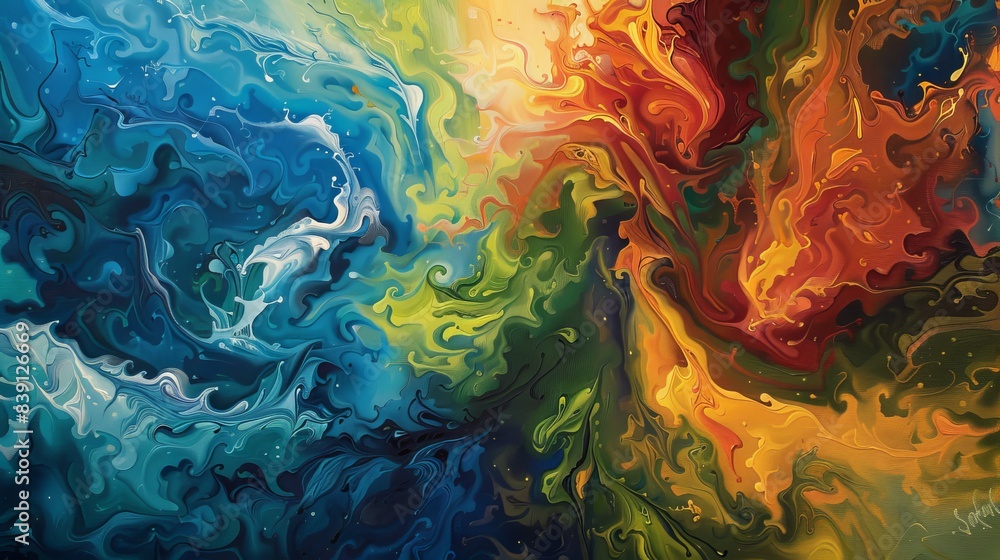 Whirl of Emotions: A vivid canvas depicting a chaotic swirl of colors ...