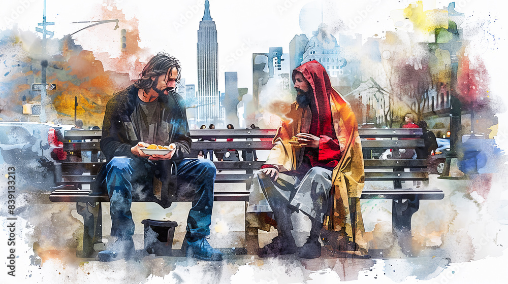 Digital watercolor painting of Jesus Watercolor painting, Jesus sitting ...