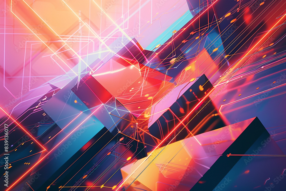 A sleek and modern interpretation of geometric shapes on a technology ...