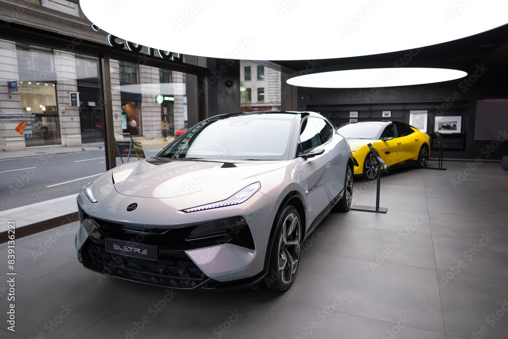 new grey Electric Hyper-SUV Lotus Eletre in showroom, British exciting ...