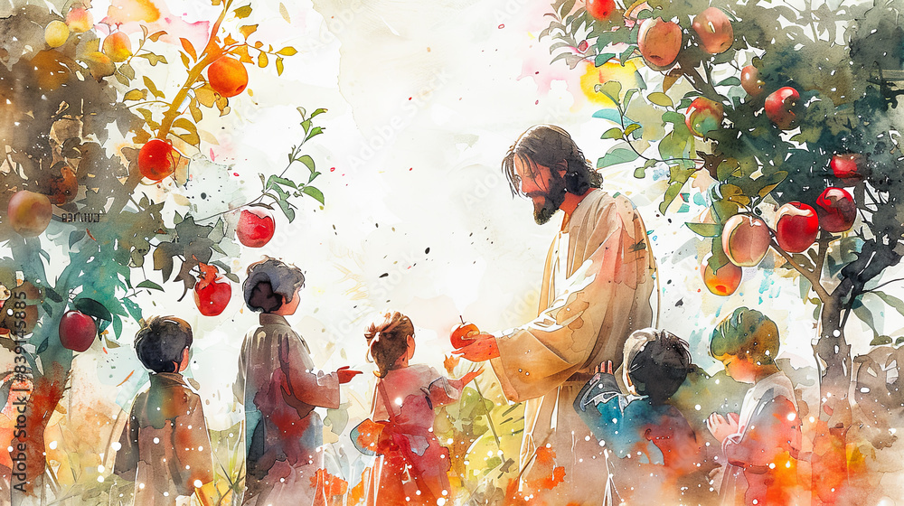Ilustração do Stock: Digital watercolor painting of Jesus Watercolor ...