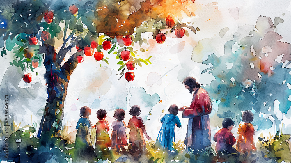 Digital watercolor painting of Jesus Watercolor painting, Jesus sharing ...