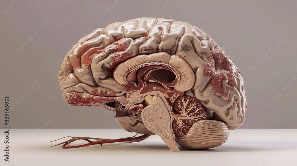 Detailed MRI scan results, human brain cross-sections, realistic photo ...