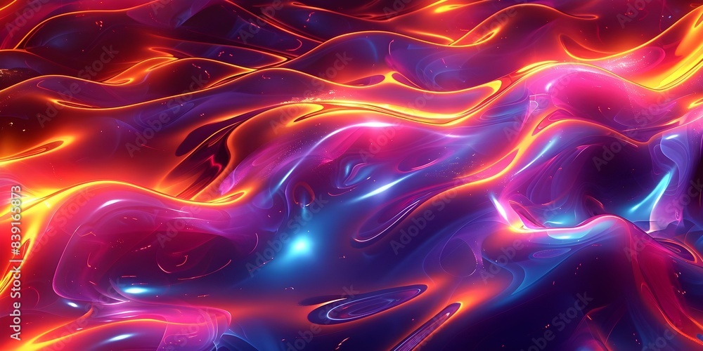 Vibrant neon liquid shapes for bold graphic design with glowing wavy ...