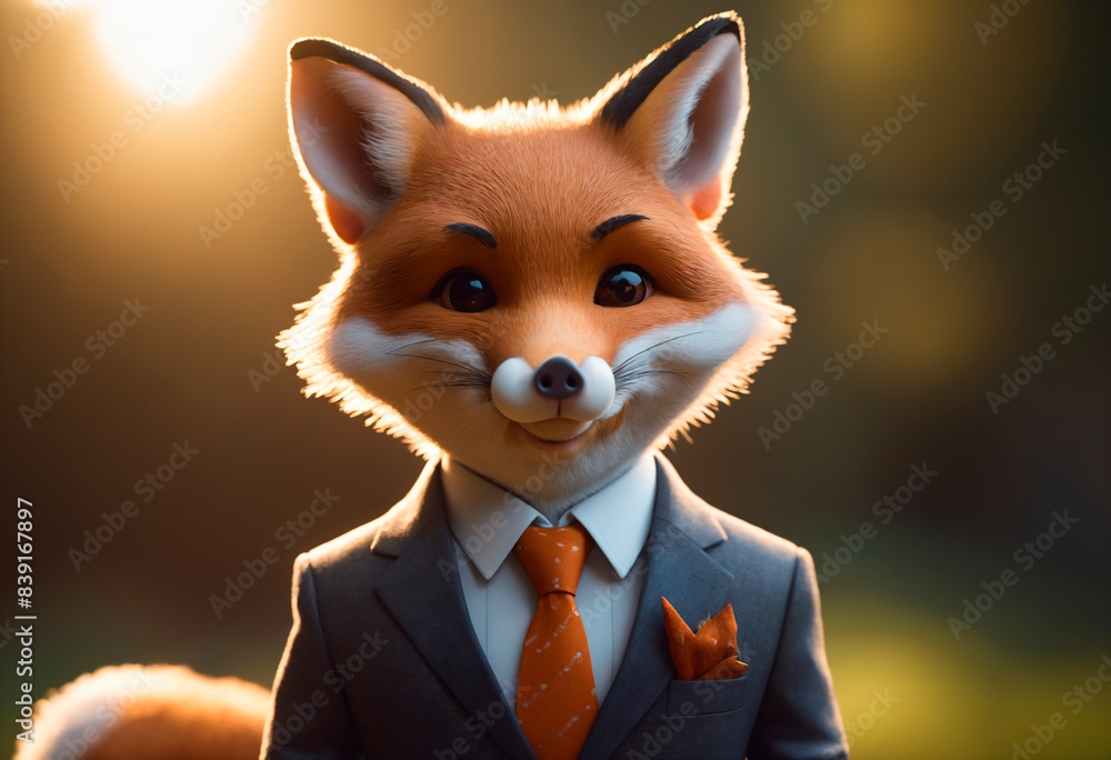 Fox Wearing Suit and Tie. A red fox dressed in a formal suit and tie ...