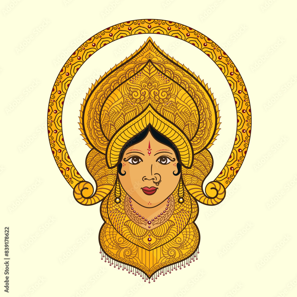 Durga Maa. Happy durga puja vector hindu goddess durga face ...