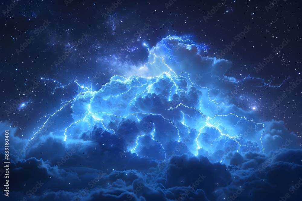 Majestic Blue Jet Lightning Erupting from Towering Thunderhead Cloud in ...