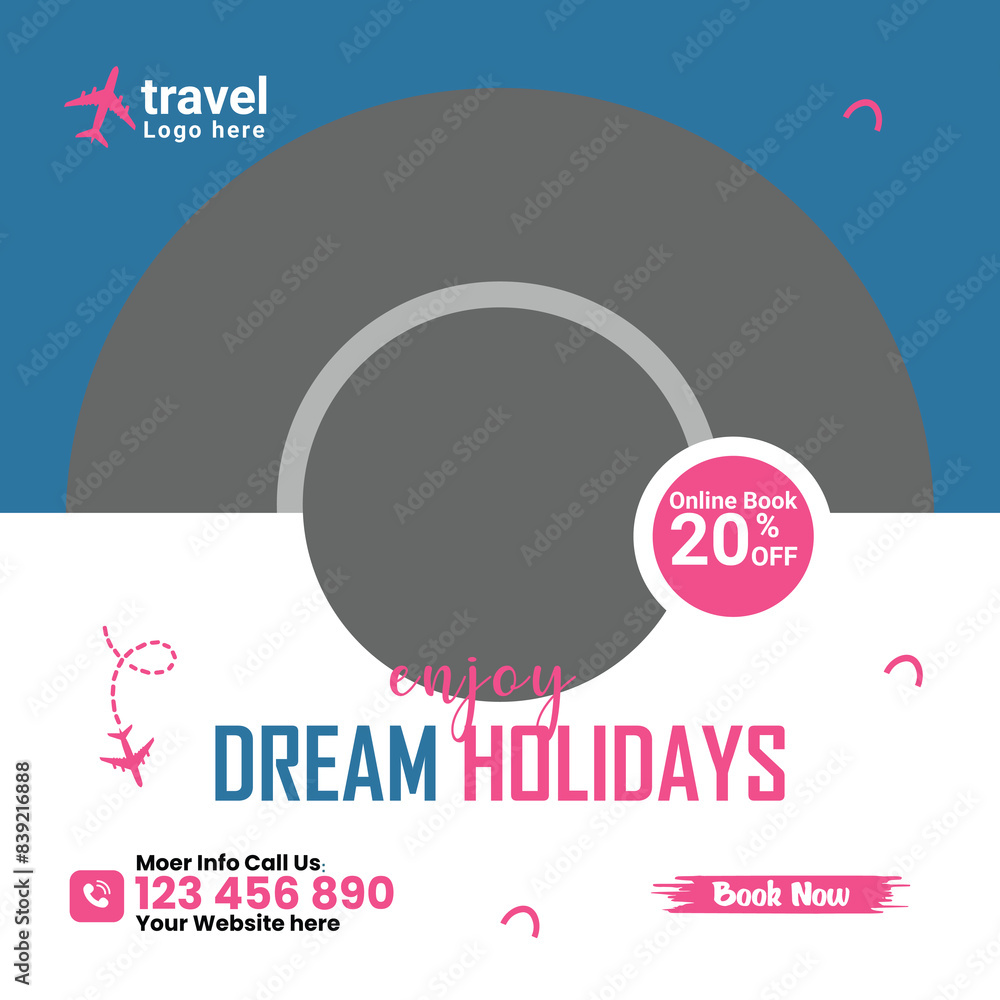 Travel Agency social media post template. Web banner, flyer or poster ...