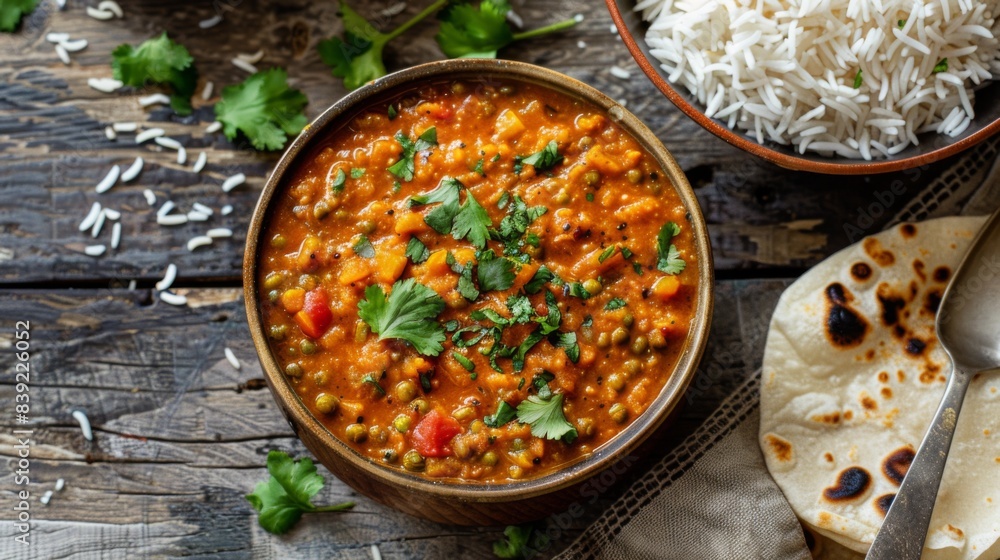 A bowl of comforting lentil dal curry, flavored with spices like cumin ...
