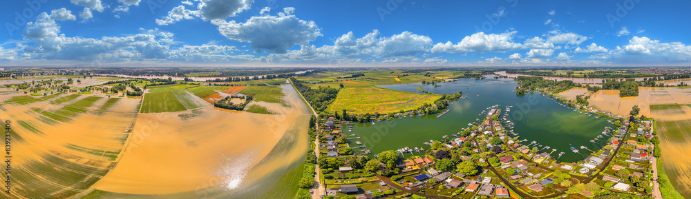lake eicher see near worms flooded rhine river germany 2024 360 ...