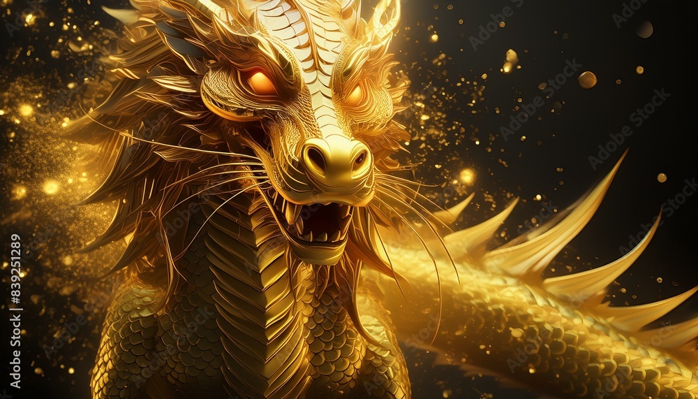 Foto de The gold is arranged in the shape of a majestic dragon ,zodiac ...