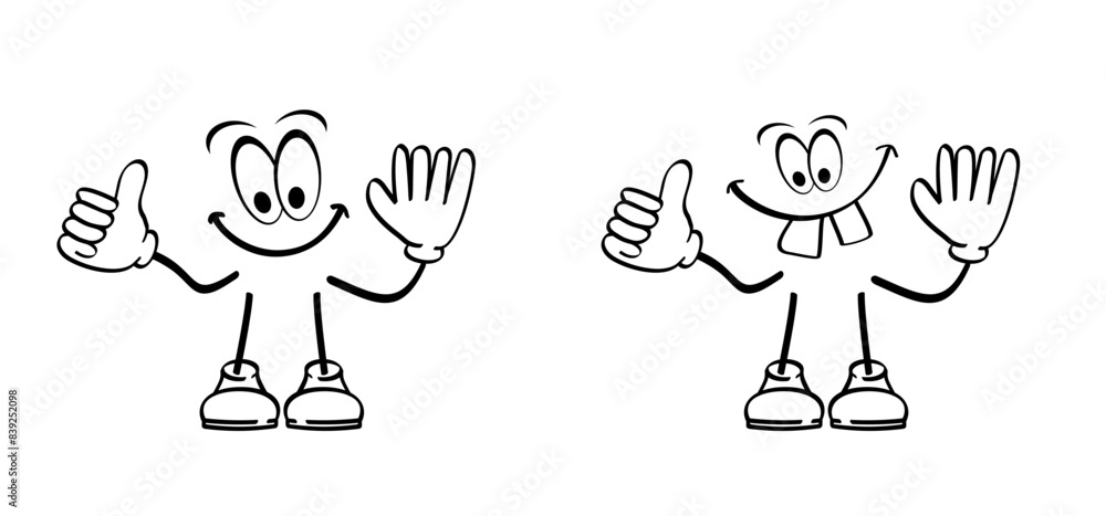 Happy groovy stickman or stick figures man. Comics types, cartoon ...