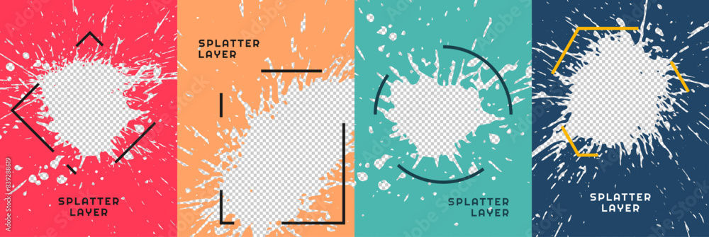 Vector illustration. Hand drawn abstract color frame set. Ink brush ...