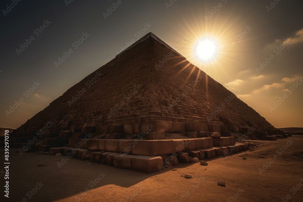 Captivating image capturing the sun setting behind the great pyramid of ...