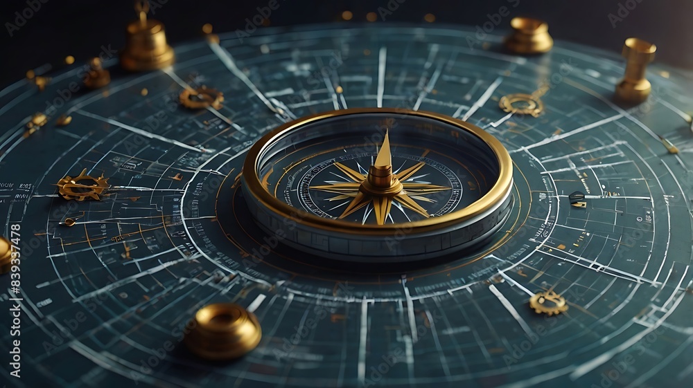 Digital Compass, a Strategic Explorer for Businesses. Depict a ...