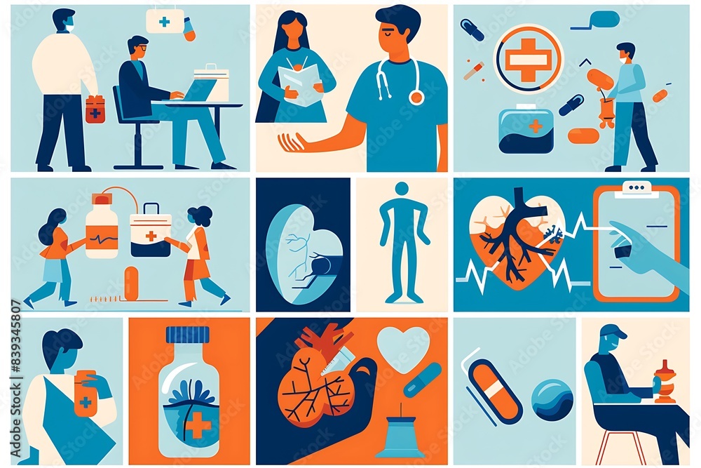 Vector Graphics Set Illustrating the Daily Life Impact of Chronic ...