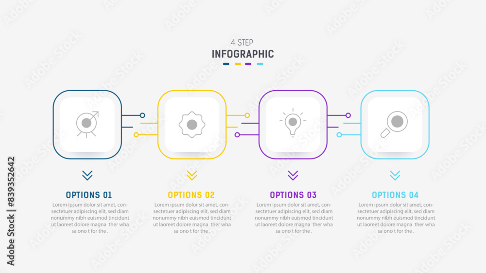 Three Step Infographic label design Vector template with line icons ...