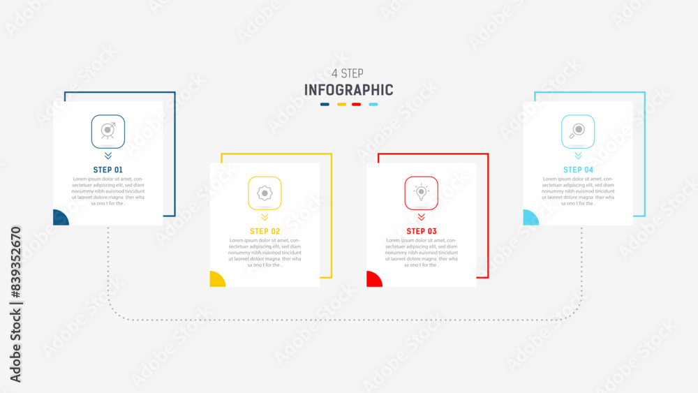 Three Step Infographic label design Vector template with line icons ...