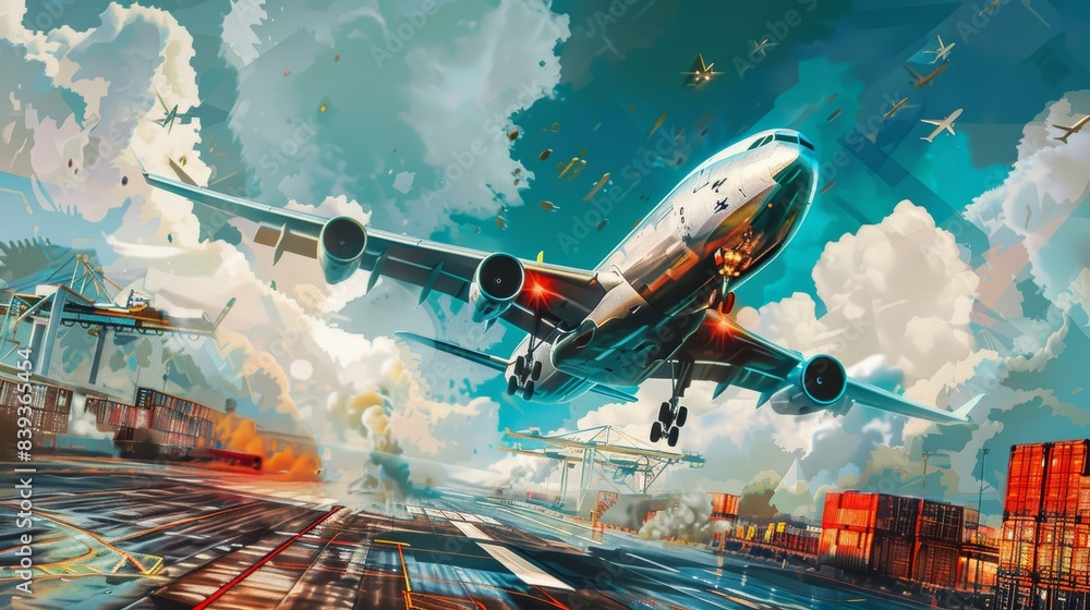 Dynamic Air Freight Safety Poster Illustrating Hazardous Materials ...