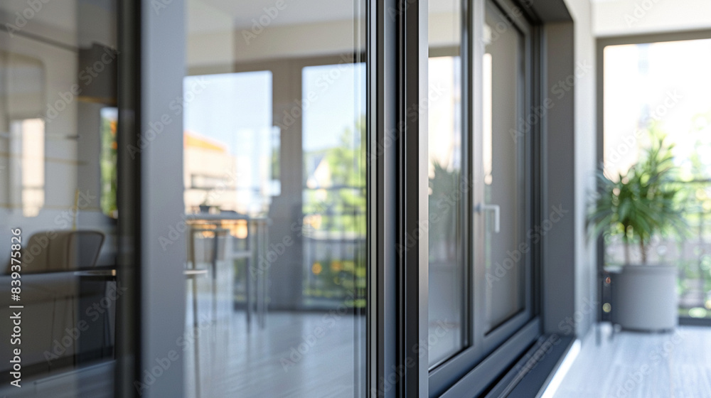 Elegant aluminum sliding window frame with a smooth finish highlighting ...