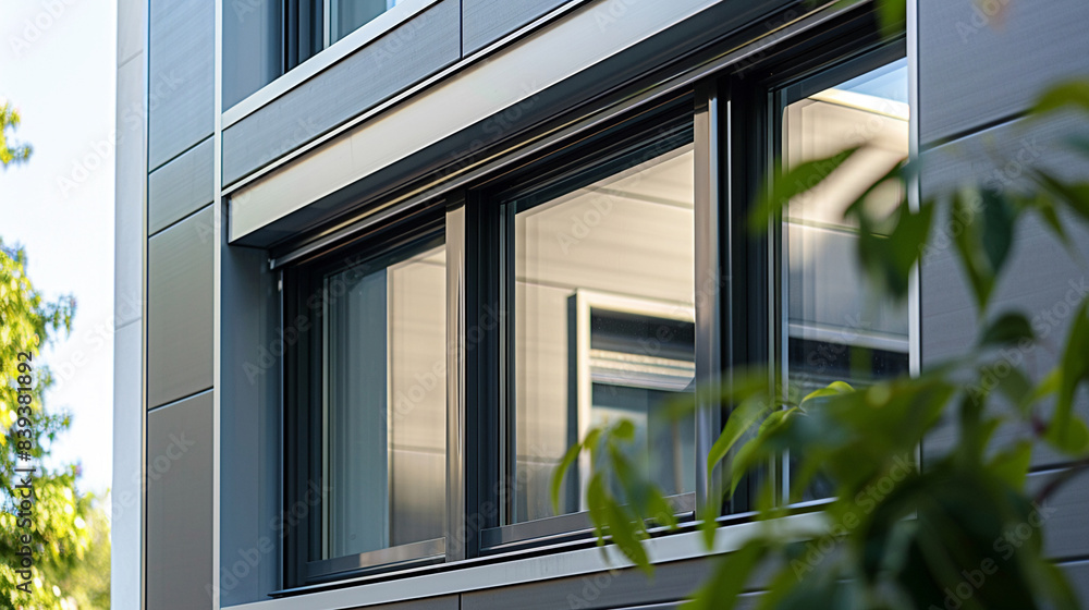 Elegant aluminum sliding window frame with a smooth finish highlighting ...