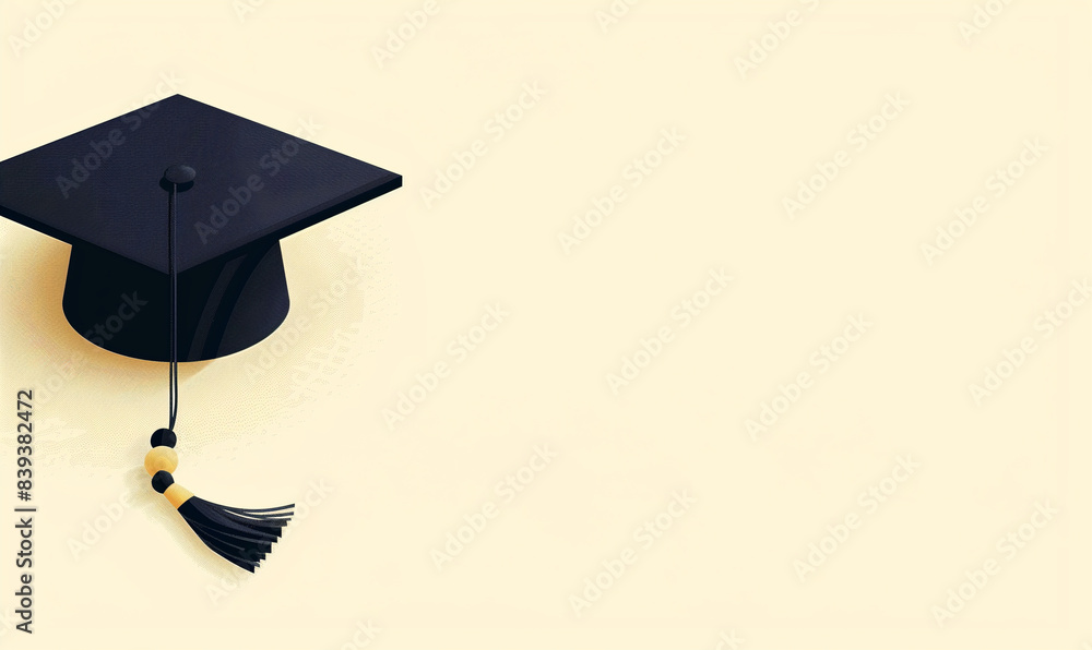 Illustration, black graduation hat congratulations invitation template ...