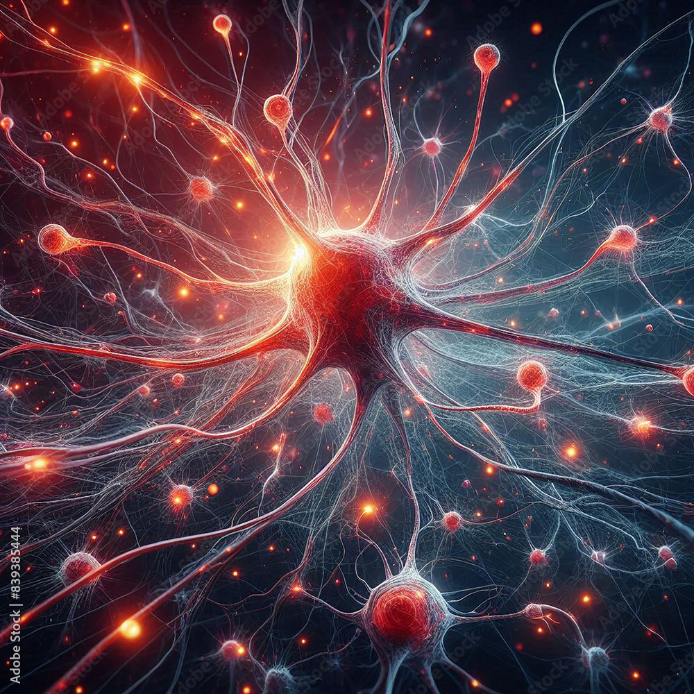 3D of rendering of the nervous system and the nervous system in the ...