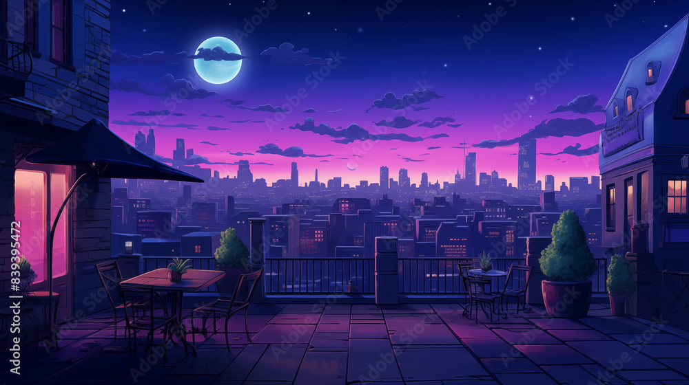 cute lo-fi music background for city night study in the room or terasse ...