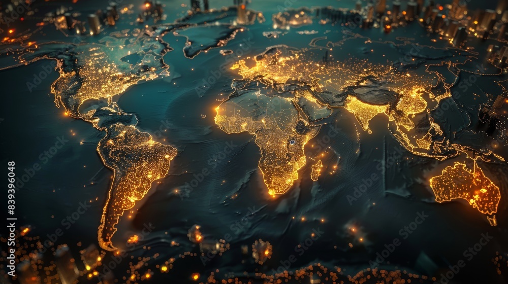 Detailed Global Map Highlighting Urbanization Trends and Population ...
