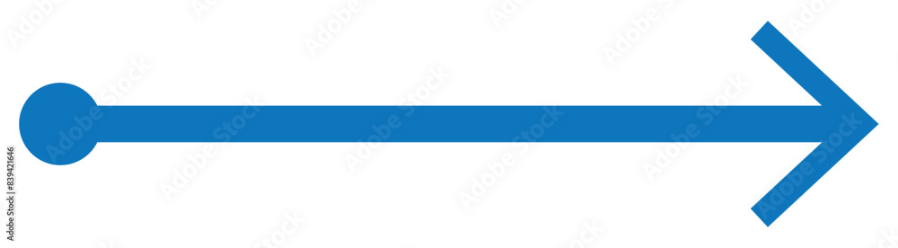 Straight line with point on start and arrow on finish. Symbol of ...