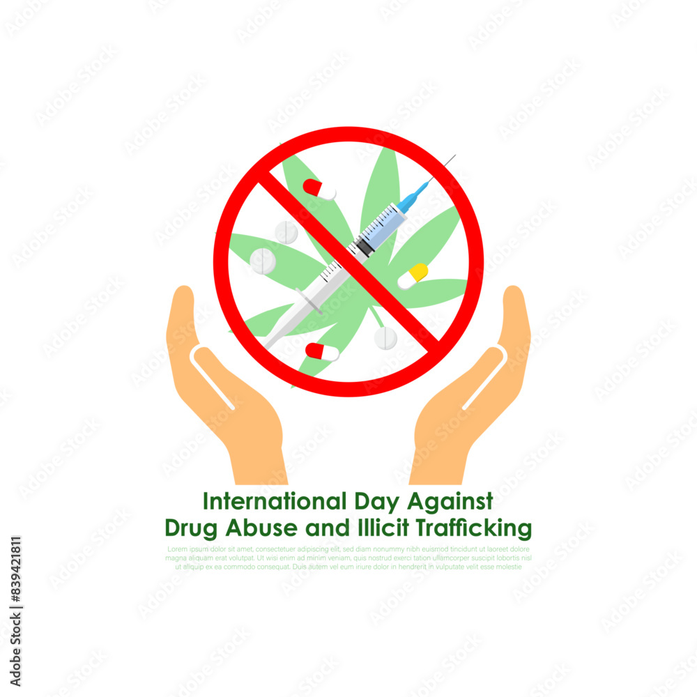 Vector illustration of International Day Against Drug Abuse and Illicit ...