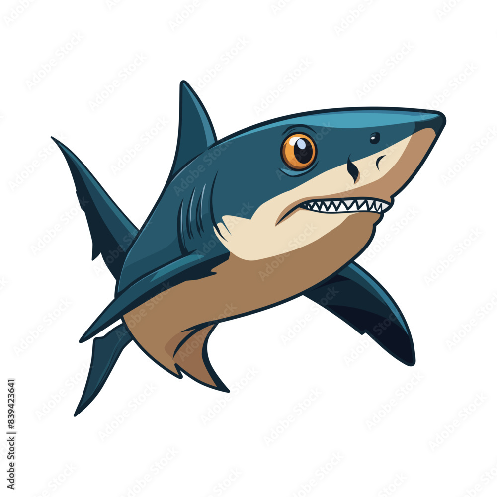 Shark. Cartoon ocean fish character. Comic sharks emotions. Shark fish ...