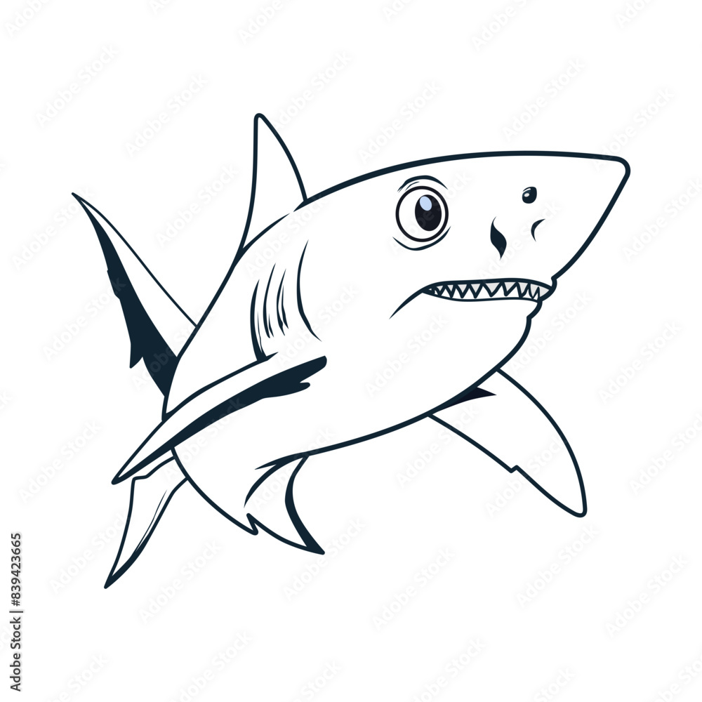 Shark. Cartoon ocean fish character. Comic sharks emotions. Shark fish ...