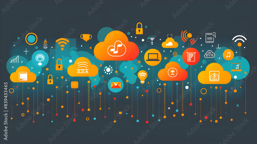 Vector illustration of cloud computing integrated with IoT Internet of ...