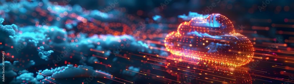 Vector illustration of cloud computing automation with robotic process automation RPA symbols ...