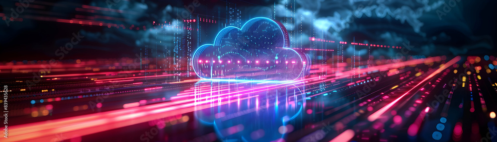 Vector illustration of cloud computing monitoring with graph and ...