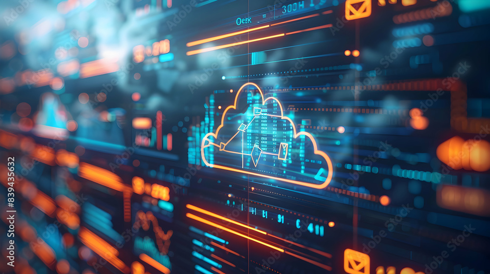 Vector Illustration of Cloud Computing Performance Monitoring with ...