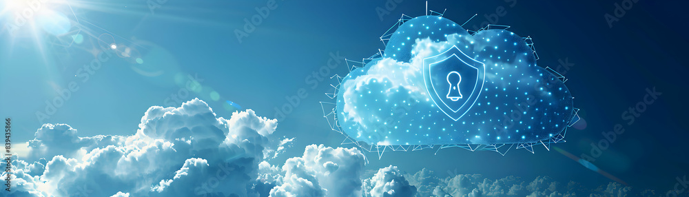 Vector icons of cloud computing security with shield and lock symbols ...