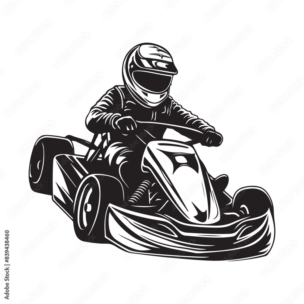 Go Kart racing vector image. Go Kart racing silhouette vector on white ...