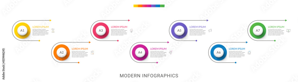 Seven step arrows vector infographic. Modern and line infographics ...