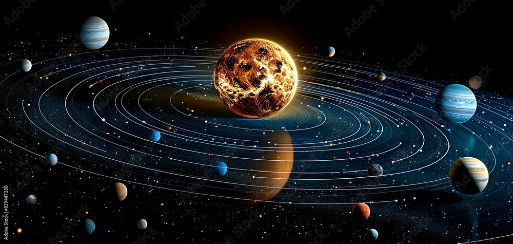Solar System Model A graphic model of the solar system with planets and ...
