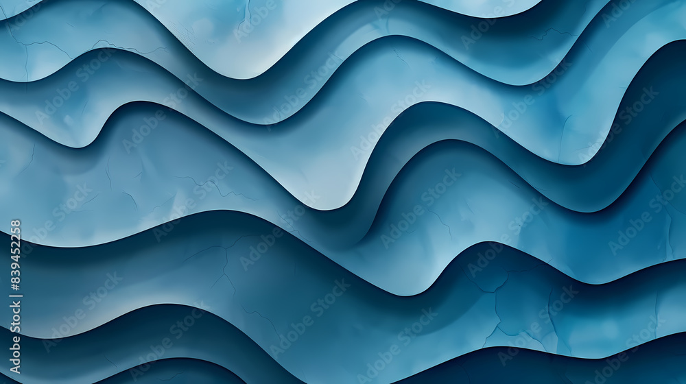 Abstract blue wave patterns in layered design, creating a smooth and calming visual effect with ...