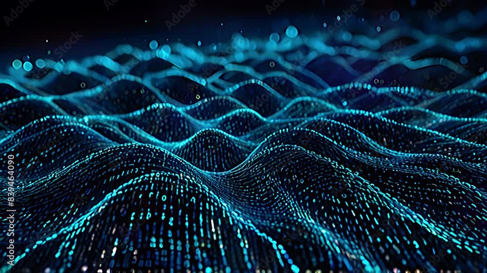 Abstract Blue wave futuristic technology dark Seamless loop animation ...