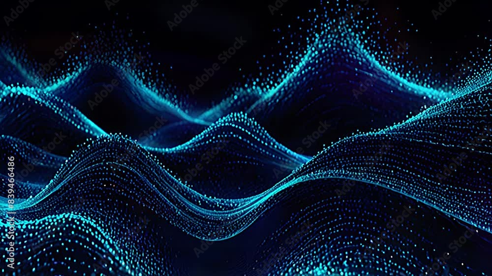 Abstract Blue wave futuristic technology dark Seamless loop animation ...