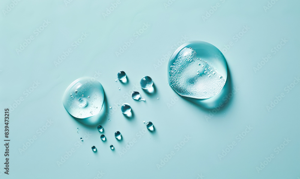 Close-up Aesthetic Composition of Water Droplets on Light Blue ...