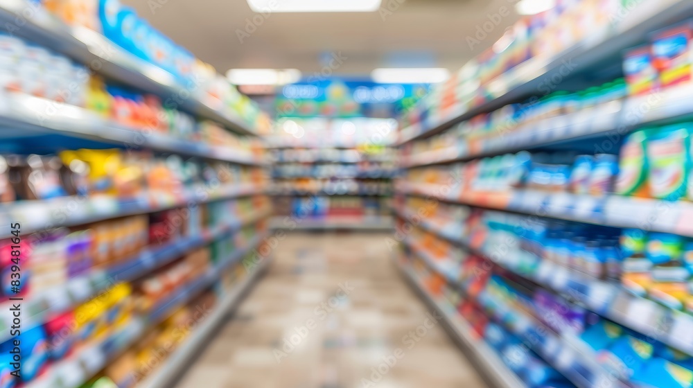 Blurred retail store shelves background photo for versatile design and ...
