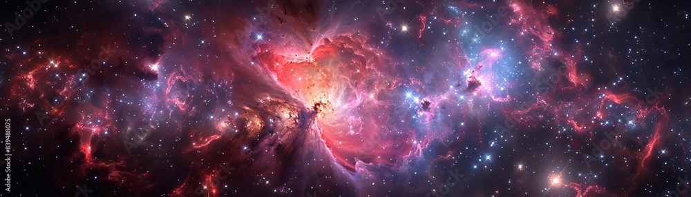 Create an epic scene of a pirate ship sailing through a cosmic nebula ...