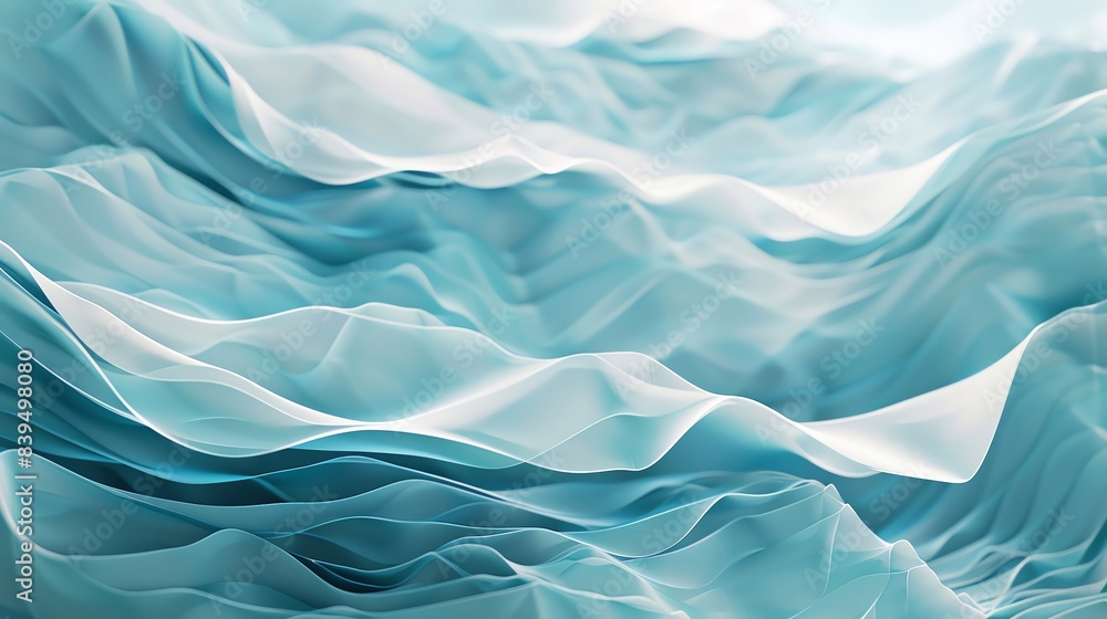 Abstract 3D waves inspired by ocean currents, with translucent ...