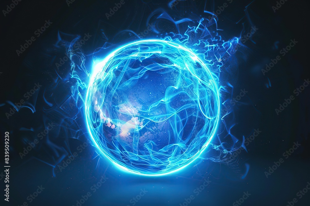 Blue Hot Sun. Glowing blue sphere. Bright sun against dark Space. Solar ...