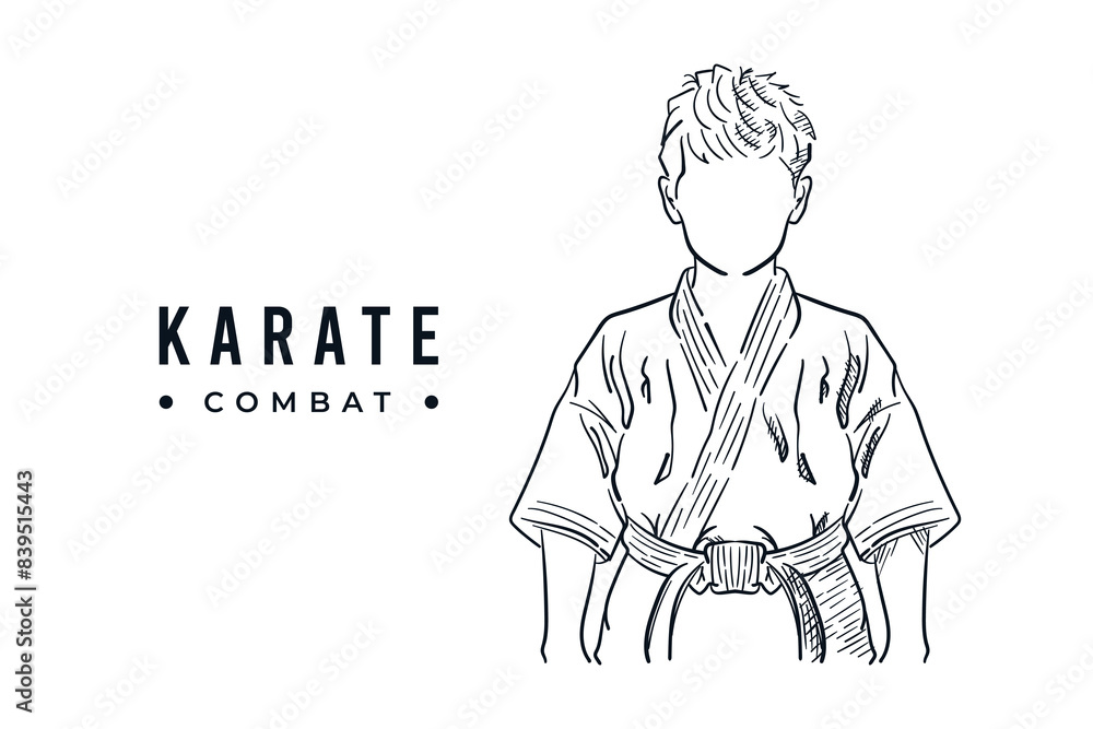 Karate fighter hand drawn sketch line drawing vector illustration Stock ...